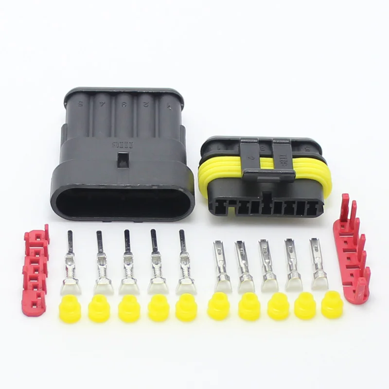 10sets 5Pin Male and Female Wire Connector Plug Waterproof Electrical ...