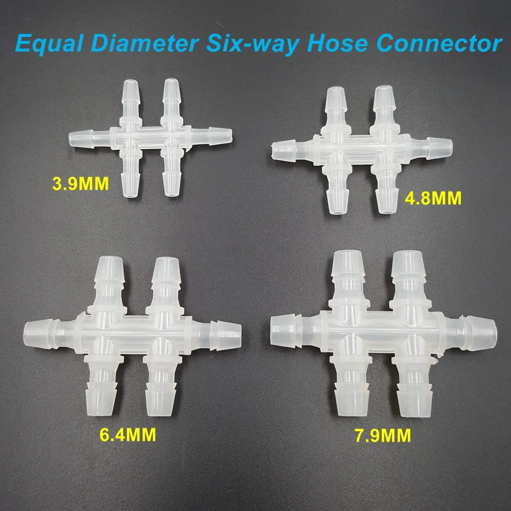5pcs/lot PE Food Grade Six-way Hose Connector Splitters Equal Diameter ...