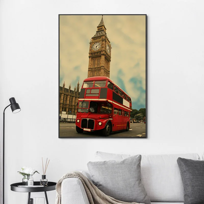 5D DIY Diamond Painting Big Ben Landscape London Red Telephone Booth ...