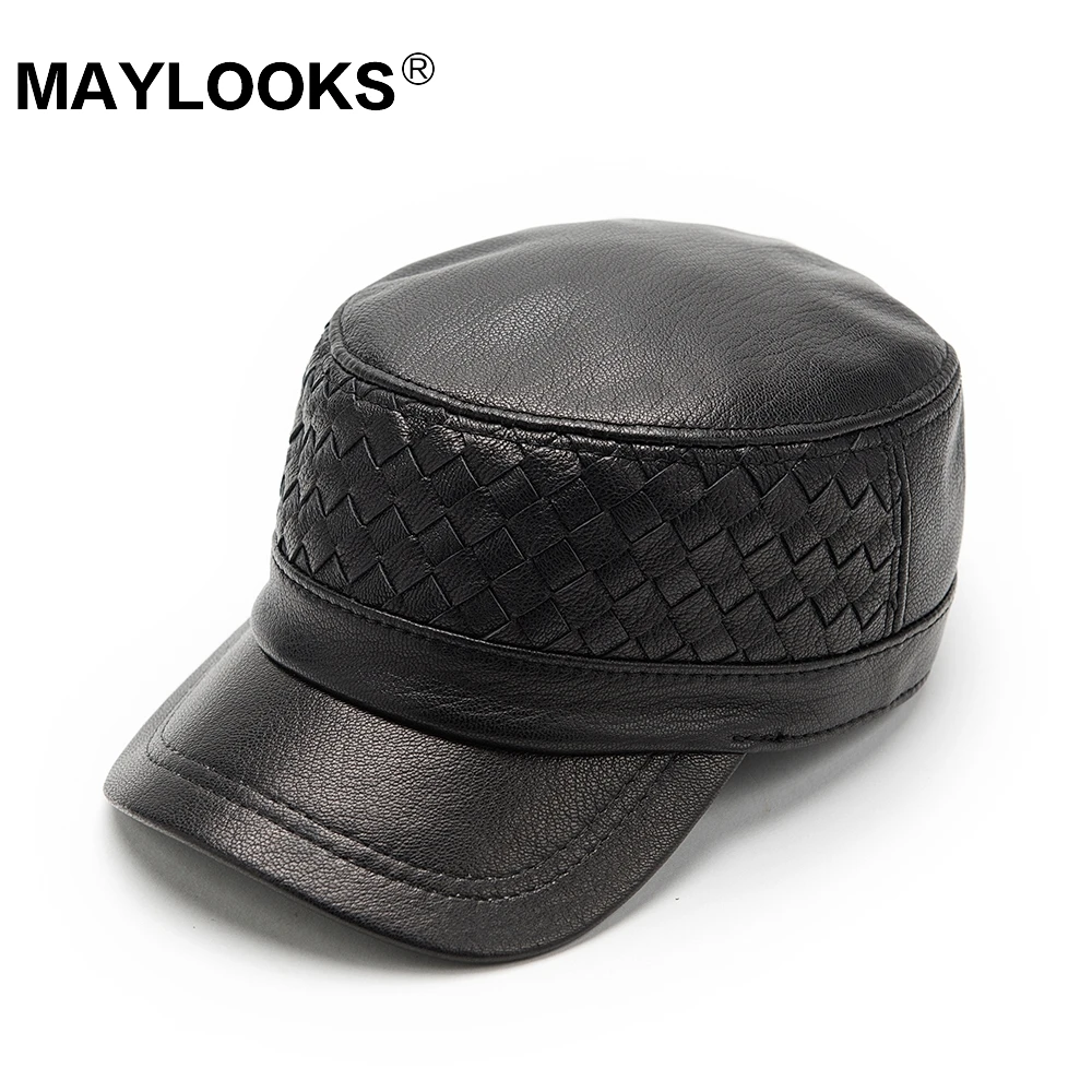 Genuine Leather Baseball Cap Men Hats And Caps Solid Color hand made ...