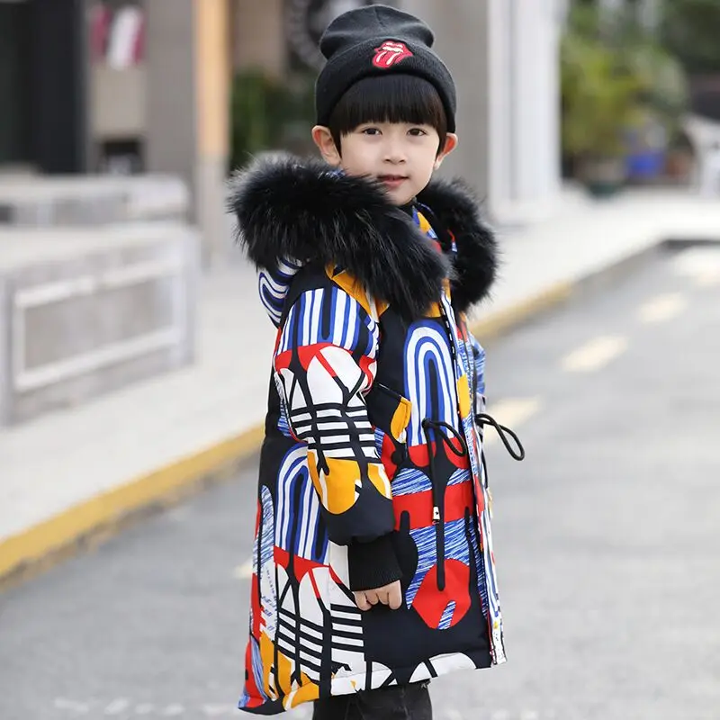 winter boy children Down & Parkas 2019 Graffiti decorat Warm Coat kids ...
