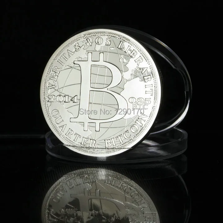 2014 Silver Plated Bitcoin Btc 0.25 Physical Bit Coin Souvenir Medal,1 ...