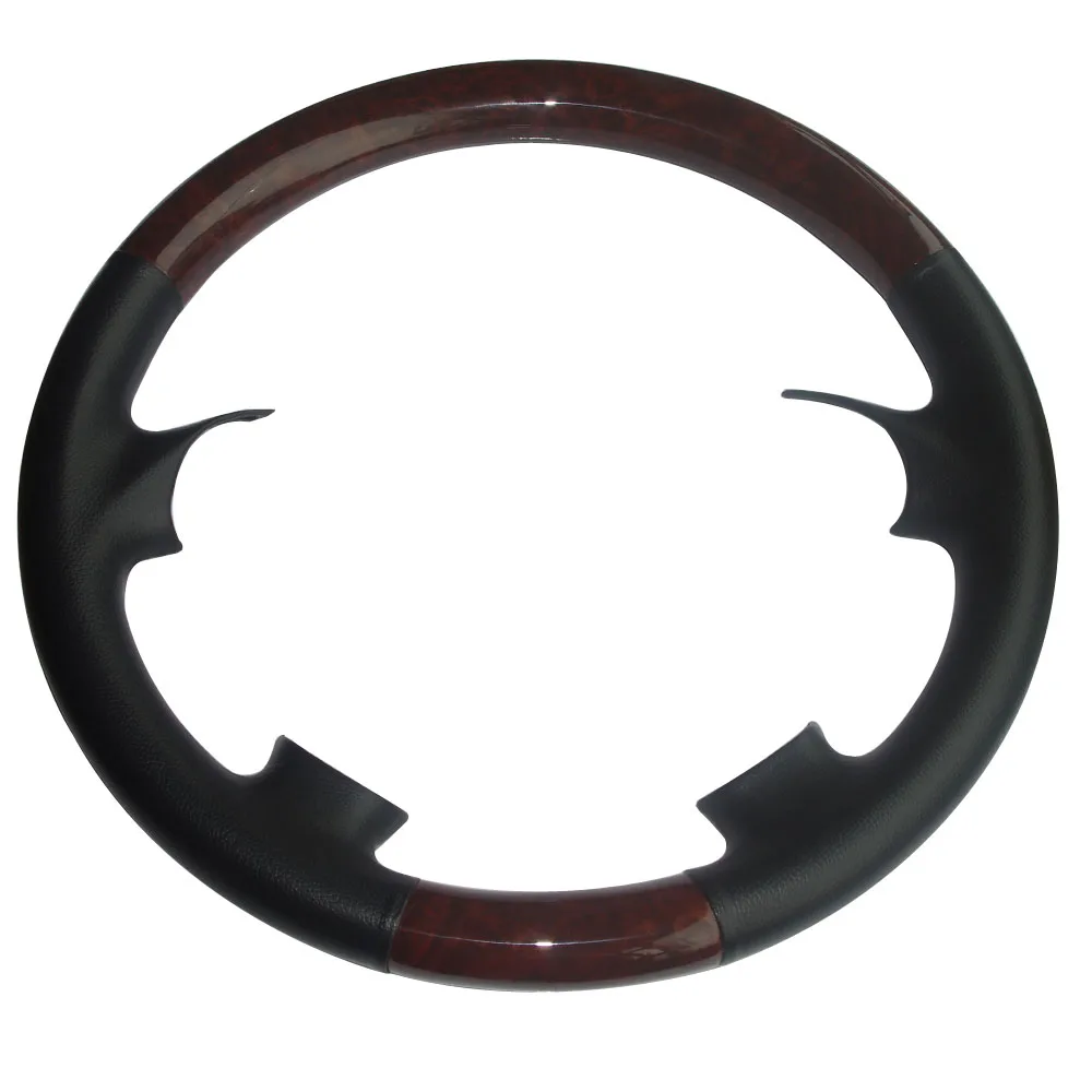 Черная кожа Коричневая деревянная крышка рулевого колеса для Mercedes ...