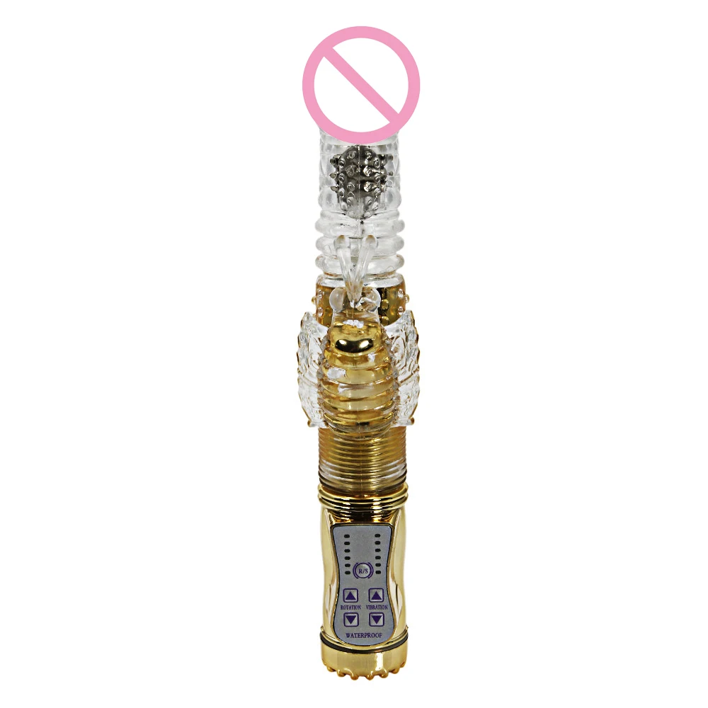 Electronic Waterproof Rotary Beads Vibrating Massager Gold Plating G ...