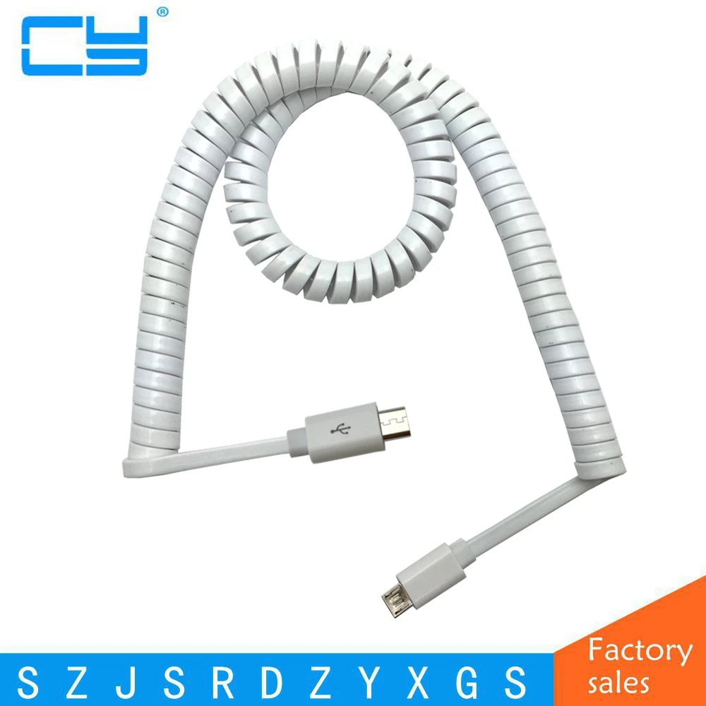 Micro Usb Male To Male Spring Retractable Stretch Cable Sync Data ...