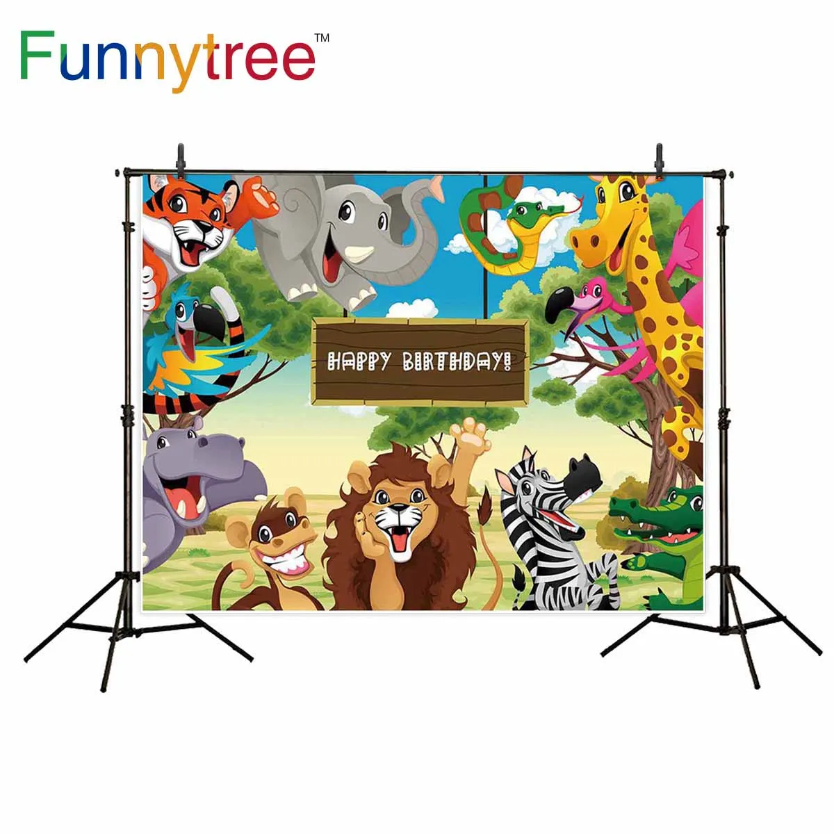 Funnytree Backdrop For Photographic Studio Animal Birthday Cartoon Kids ...