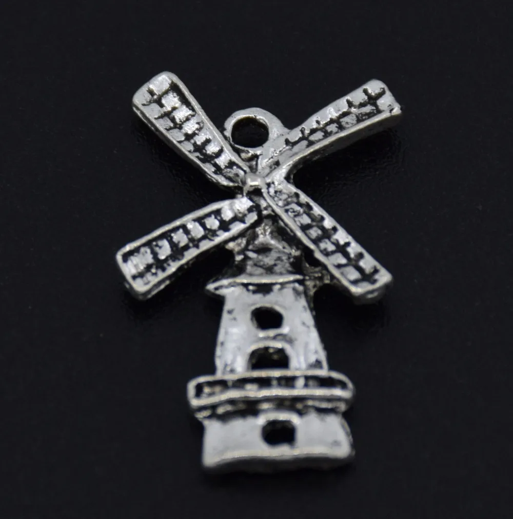 20Pcs Antique Silver Windmill Charms Pendant Necklace Jewelry Finding ...