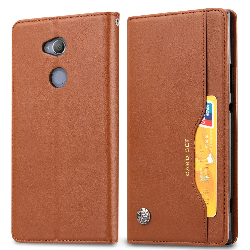 For Sony Xperia XA2 Ultra Case Business Retro Stand Flip Wallet Leather ...