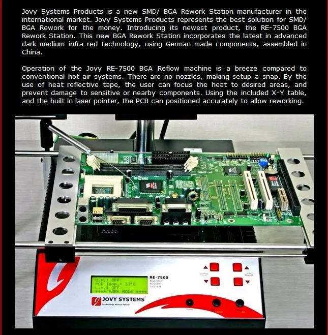 Bga reballing machine re 7500 sistemas jovy originais|system|system ...