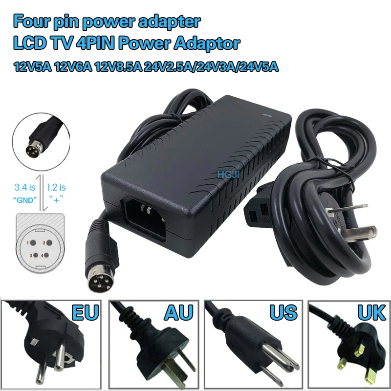 Adaptor Daya LCD TV DC12v 5a 12V 6a 12V 8a 24V 2a 24V 3a 24V 5a 4pin ...