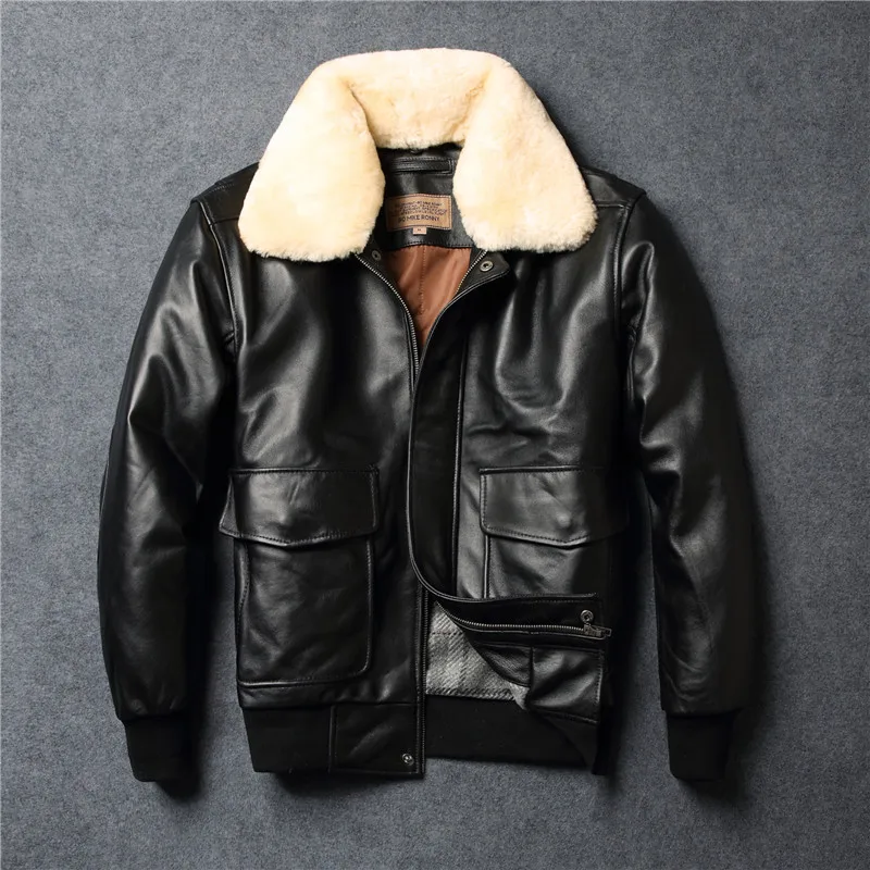 BOMikeRonny-Air-Force-G1-Military-Spec-Flight-Jecket-Fur-Collar-Winter ...