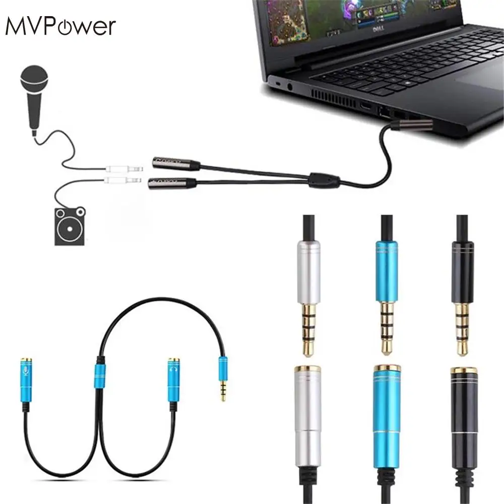 MVpower Durable 3.5mm Audio Mic Microphone 32cm Splitter Y Cable Line ...