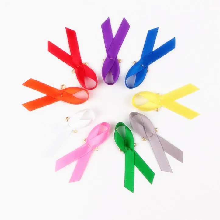 5000pcs DHL Free shipping Cheap Small Cancer Awareness Ribbon pin Bow ...