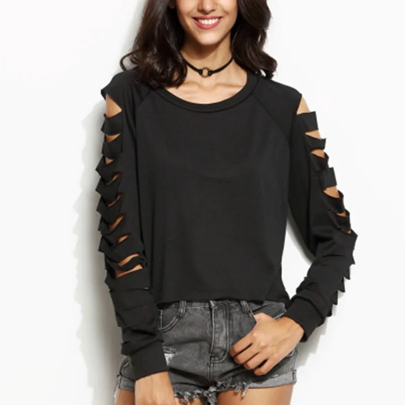Buy 2017 Spring Autumn Ladies Solid Black Long Sleeve