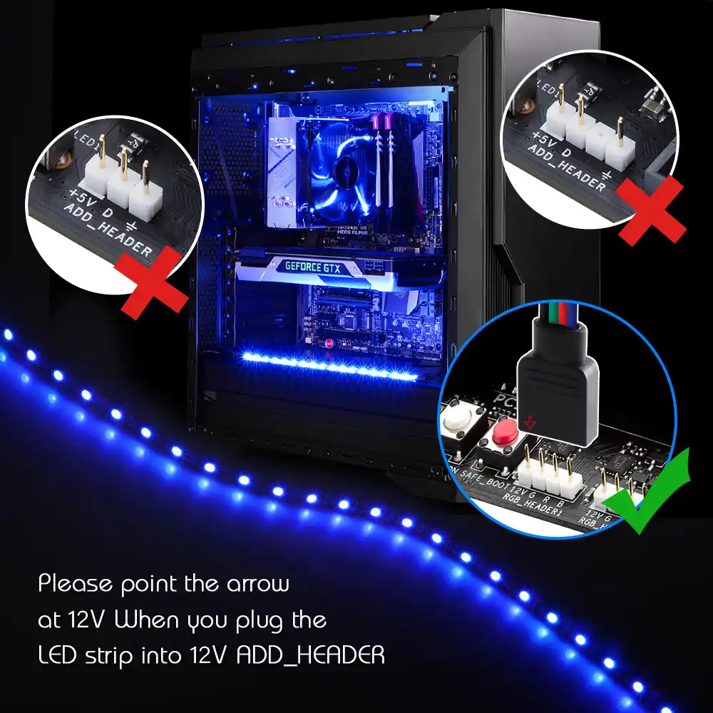 12V RGB 4pin LED Headers ADD_Header LED Strip Light 5050 SMD PC ...