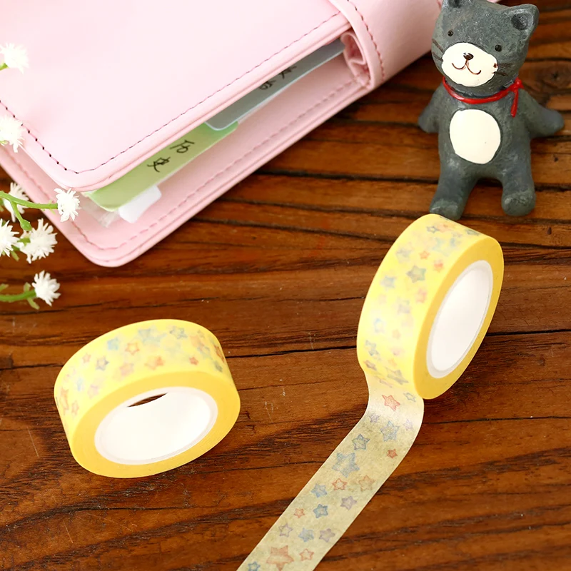 Yellow Star Washi Tape 10m Masking Tape DIY Cintas Decorativas De Papel ...