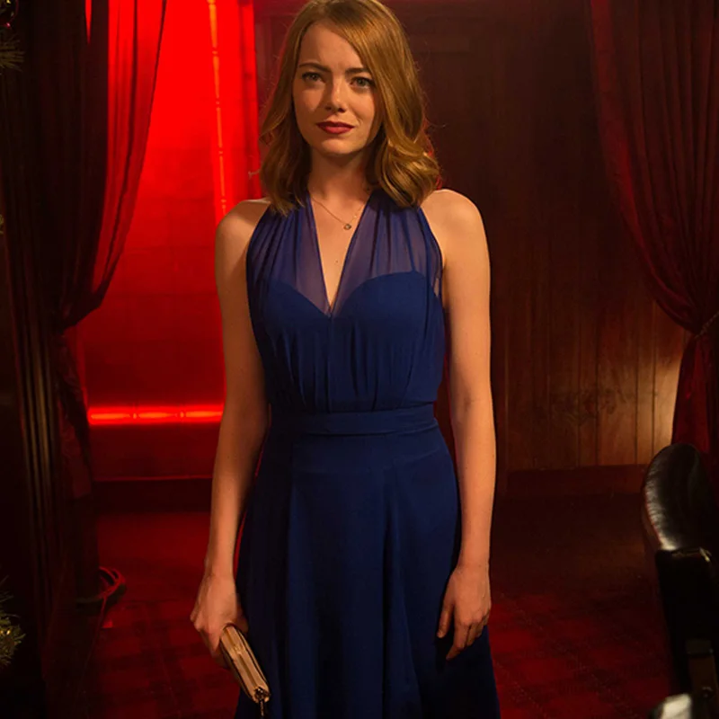 La La land Mia Blue Dress Cosplay Costume Emma Stone Sexy Party Evening ...