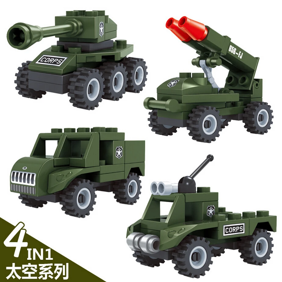 Modern Mini Army Vehicle Military war building block Military jeep tank ...