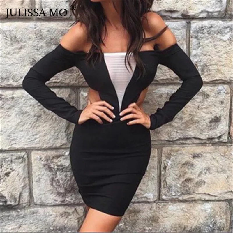 Julissamo Strapless Hollow Out Sexy Pencil Dress Women Off Shoulder
