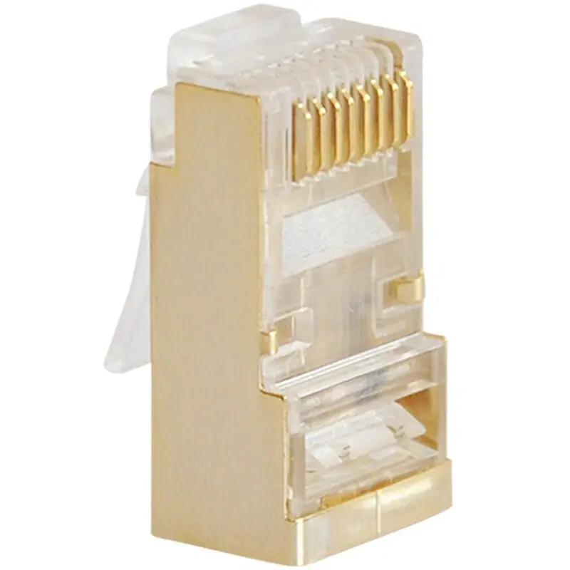 SAMZHE RJ45 Connector Cat5e RJ45 Gigabit Ethernet Double Shielded Gold ...