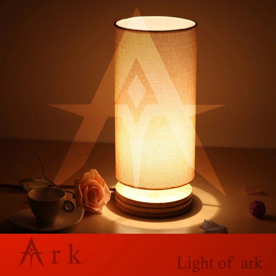 Modern Brief Europe soild Wood Linen led e27 Table Lamp Night Light for ...