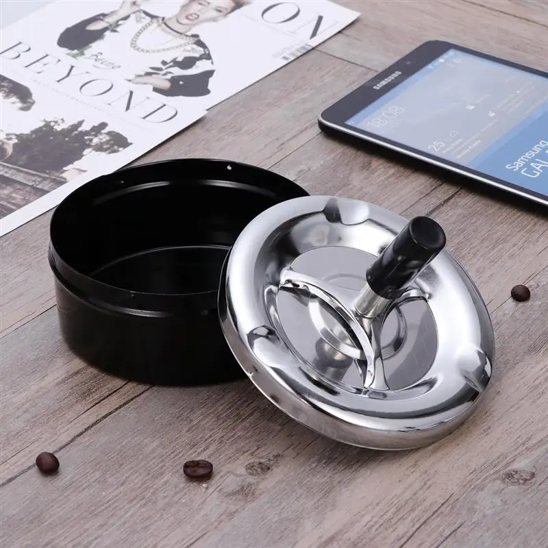 LUOEM Round Push Down Cigarette Ashtray Stainless Steel Tabletop ...