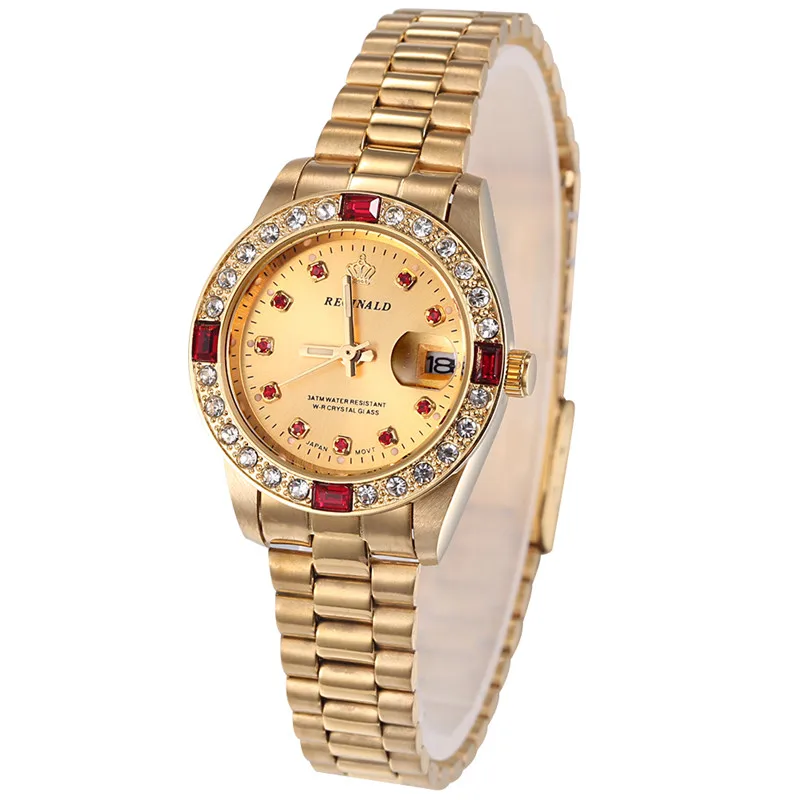 REGINALD-Golden-Lady-Watch-Date-Crystal-Styles-Women-s-Dress-Clock ...