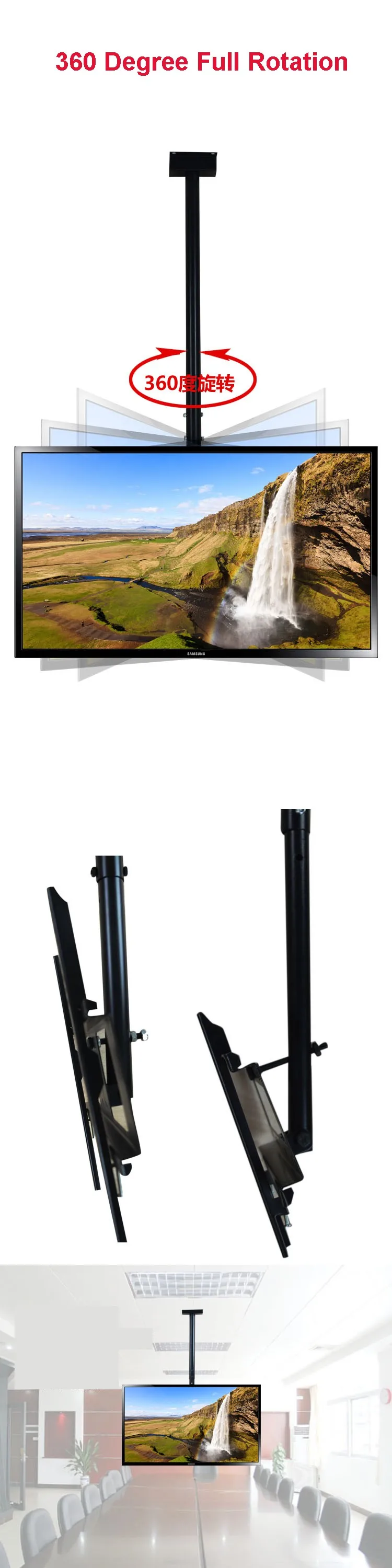 Ceiling TV Mount 360 Degree Full Motion Free Lifting LCD LED Monitor ...