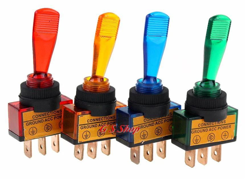 12V 20A Car LED Light Toggle Switch 3 Pin SPST ON/OFF Rocker Long ...