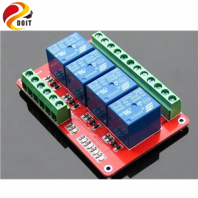 Módulo de relé de 4 canales, Control de relé, disparador de bajo nivel, 5V, 12V, 24V, ROBOT ...