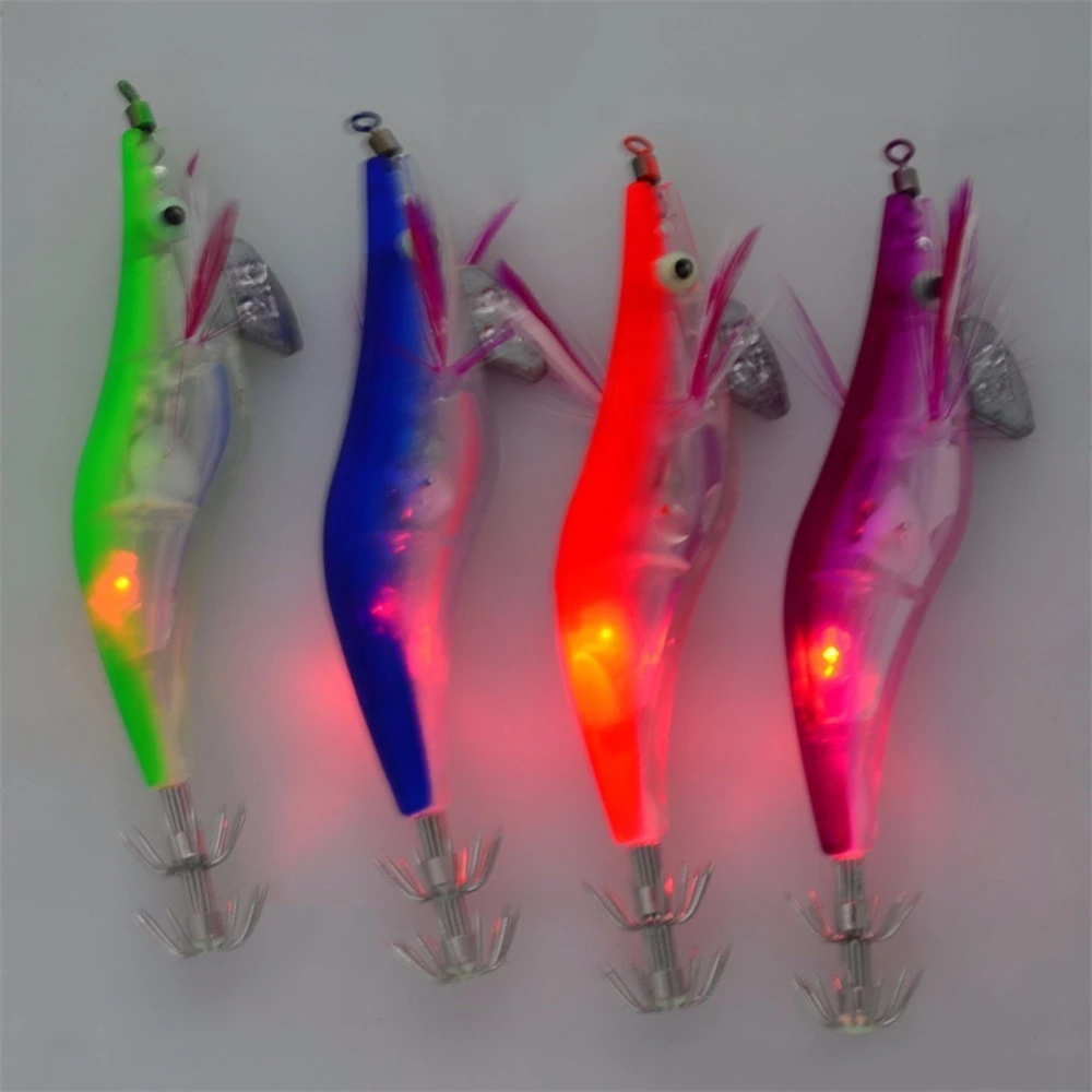 Flashing Led Fishing Lure Flash Light 10cm Minnow Luminous Squid Jig ...