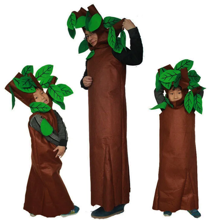 Adults And Kids Halloween Party Green Costumes Children's Trees Cosplay ...