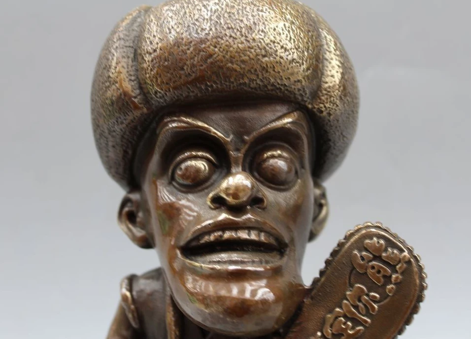 10"China Chinese Bronze popular Cartoon funny hero Guang tou qiang Men Statue|statue images ...