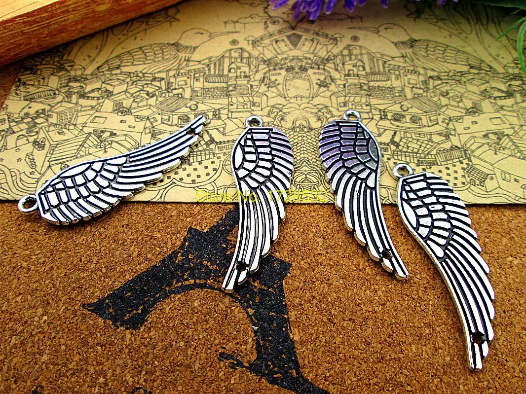 27pcs 48*15mm antique silver Angel wing Charm big wing Charms pendants ...