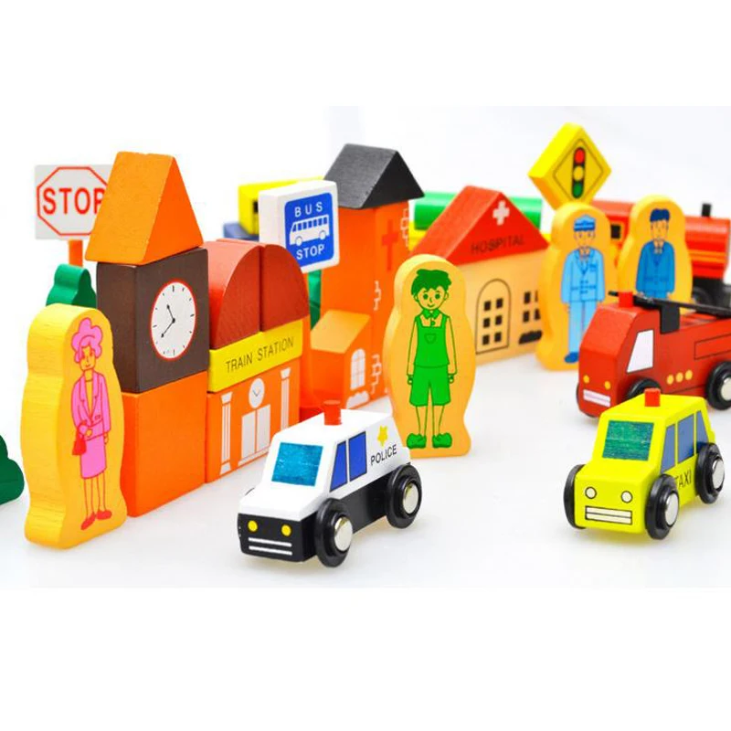 Baby-Wooden-City-Road-Traffic-Signs-and-Vehicles-Building-Blocks-Kids ...
