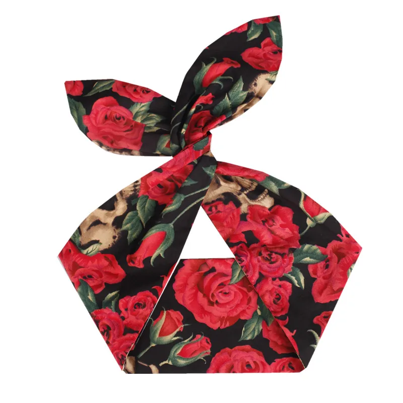 Handmade Vintage Black and Red Skull & Rose Retro Rockabilly Pin Up ...