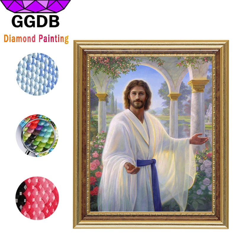 GGDB 3D Diamond Painting Portrait Jesus 5D DIY Diamond Embroidery ...