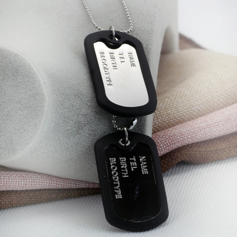 Collier noir à quatre composants, double carte, soldats américains ...