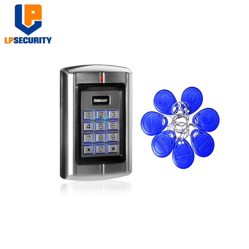 BC 2000 125KHz RFID EM ID Card Metal Stand alone Access Control Keypad with Keychains tags|em ...