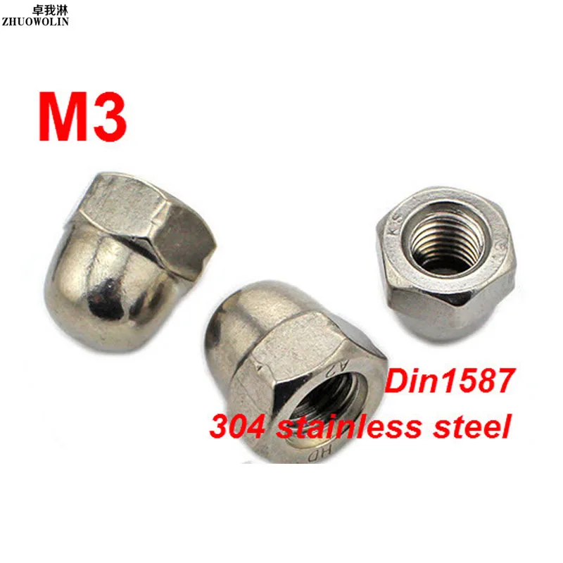 50 teile/los DIN1587 M3 Edelstahl Kuppel Kopf Metrische Muttern # LM034 ...