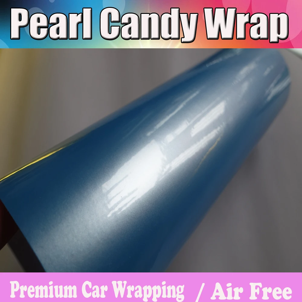 Blue Pearlescent glossy Candy vinyl Wrap with Air Free Shell Gloss ...