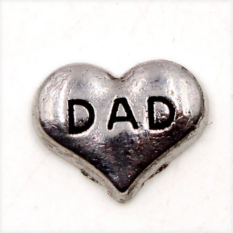 10PCS Alloy Dad Heart Floating Locket Charms Fit Glass Locket DIY ...