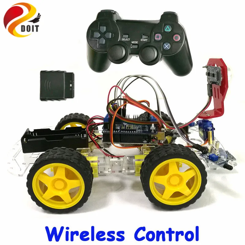 Wireless Control Tracking Obstacle Avoidance 4WD Arduino Robot Car ...