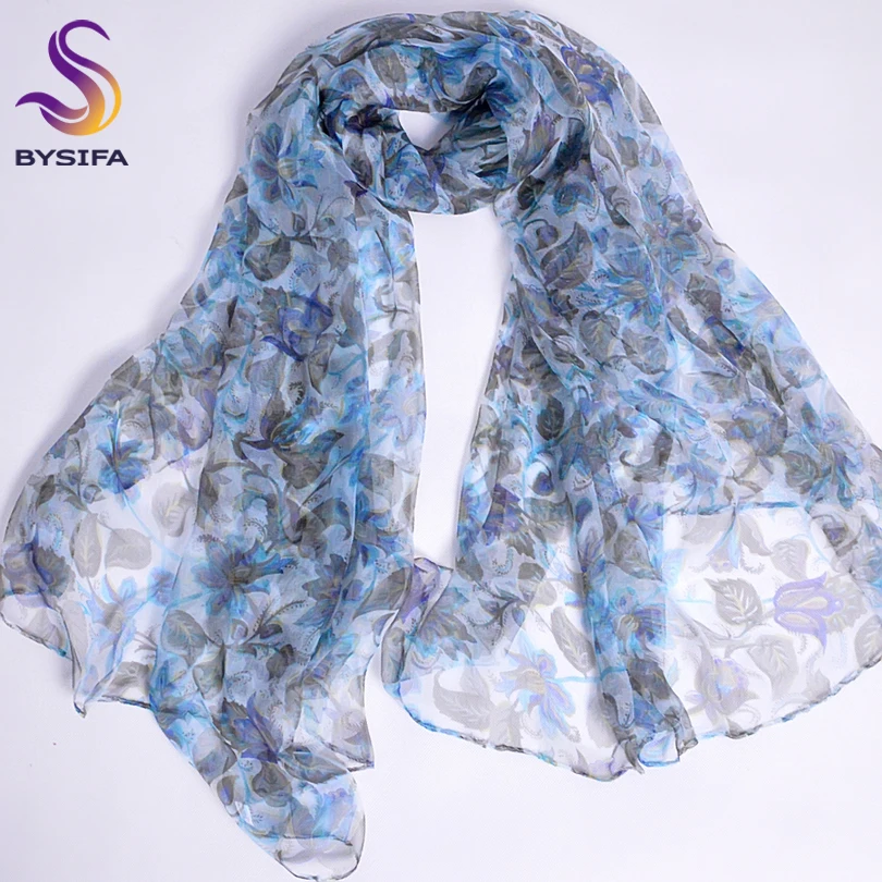 [BYSIFA] Blue Grey Scarf 2016 New Design Thin Female Long Scarf Summer ...