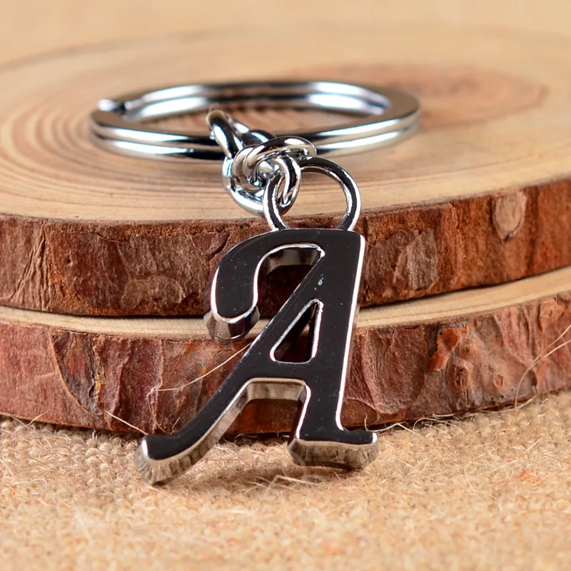 מוצר - New DIY Letters A - Z Metal keychain Rhodium Plated Alloy Key ...