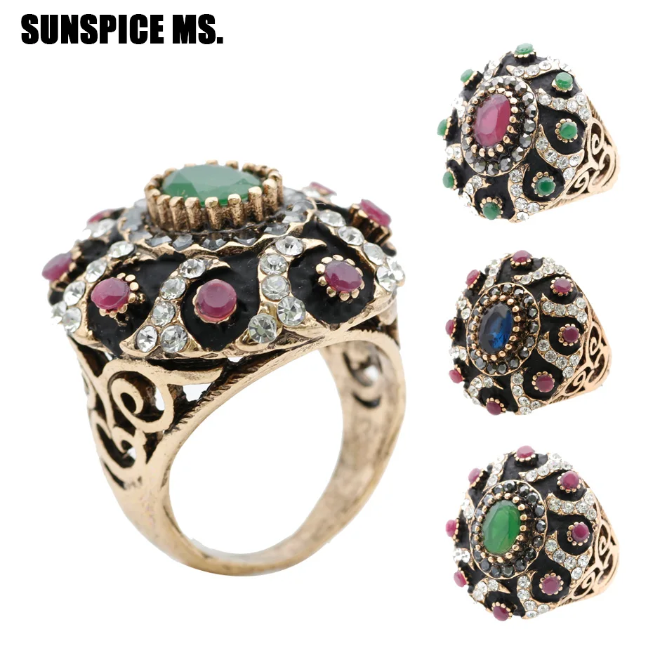 Turkish Antique Rings For Women Antique Gold Color Vintage Wedding ...