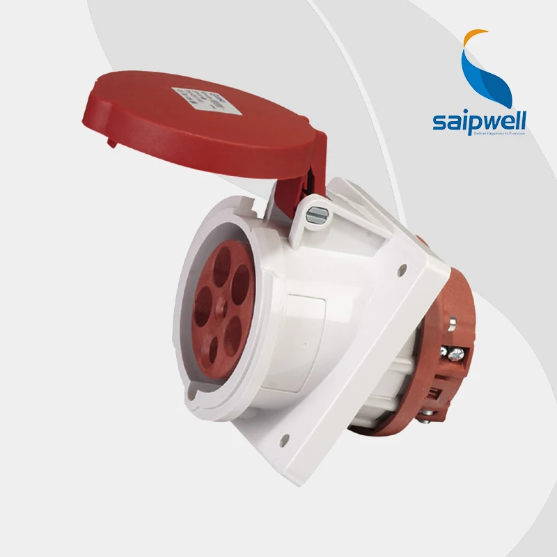5p 63a Cee/iec International Standard Panel Mounted Angle Socket ...