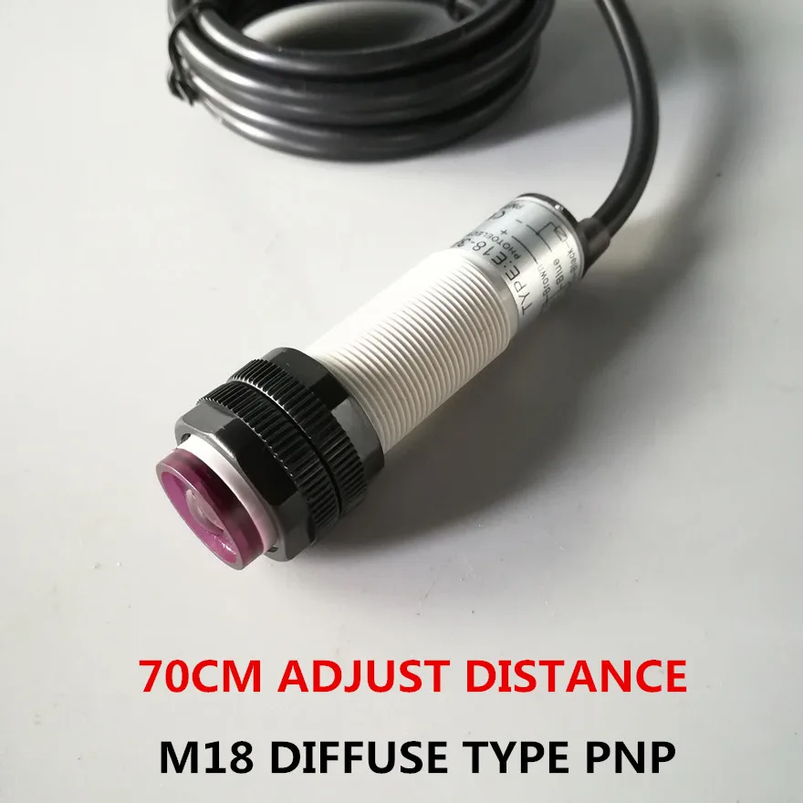 Photoelectric Sensor Pnp Diffuse Type 70cm Sensing Detect Distance M18