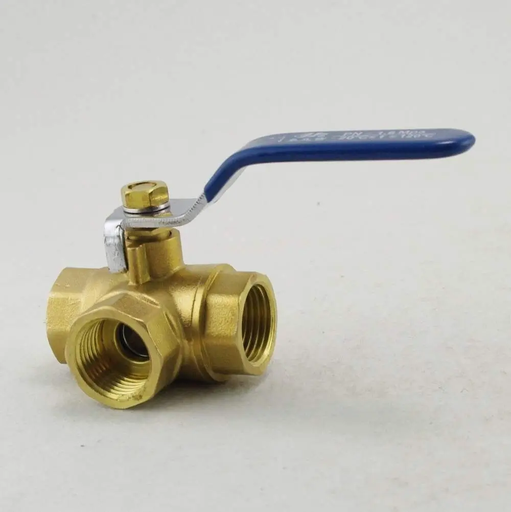 Female Brass Ball Valve Three Way 1/2 In Bspp Connection - Valves ...