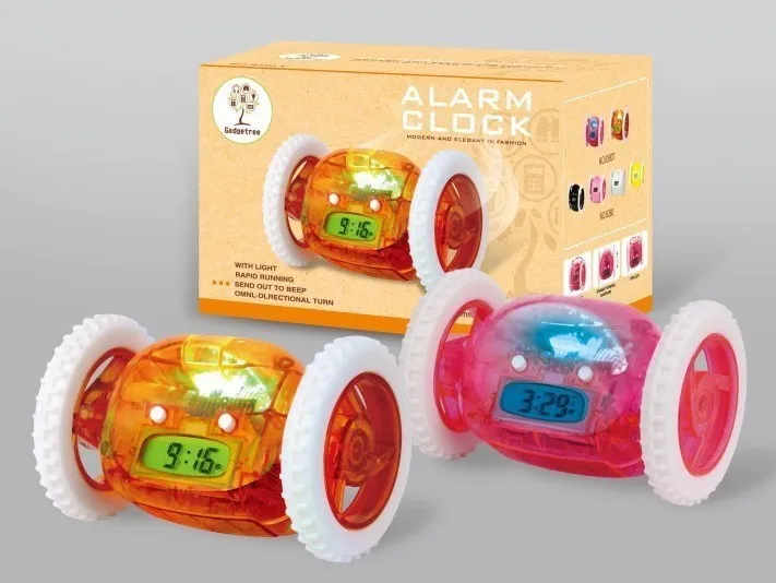 NEW Alarm Clock on Wheels Display Running Alarm Clock Creative Rolling ...